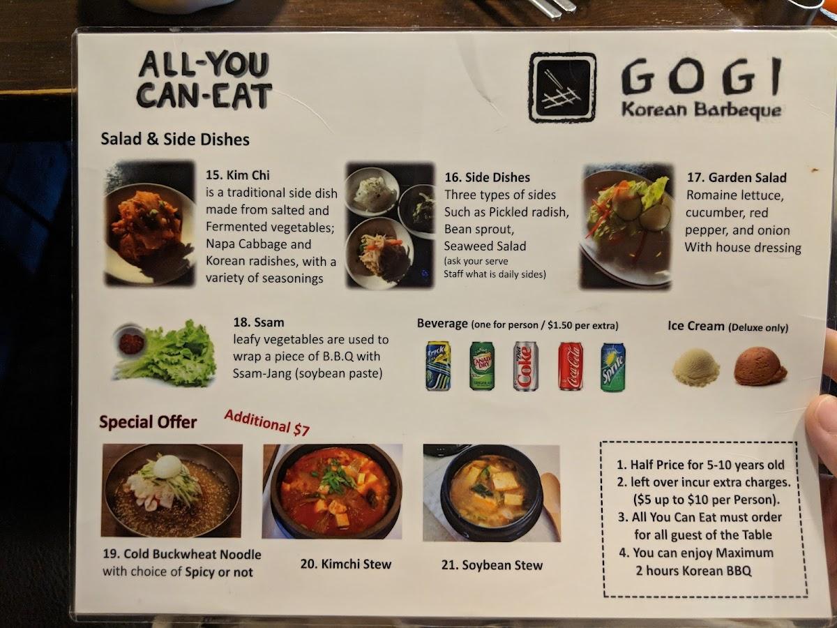 Carta de GOGI Korean BBQ, Calgary