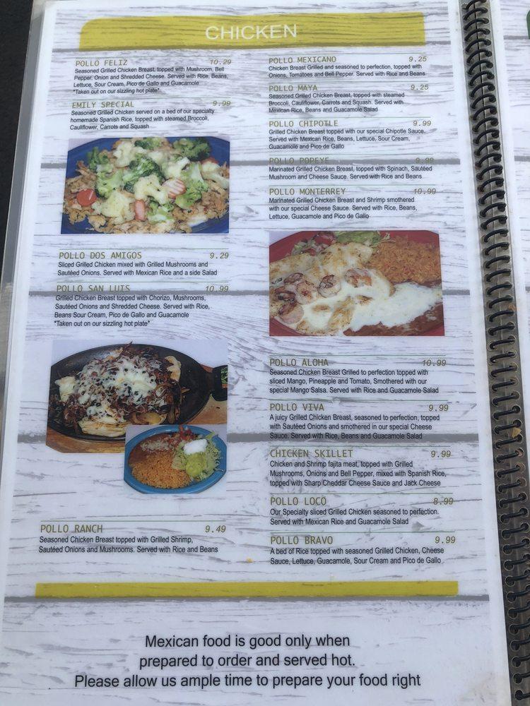 Menu at Los Dos Amigos restaurant, Miami