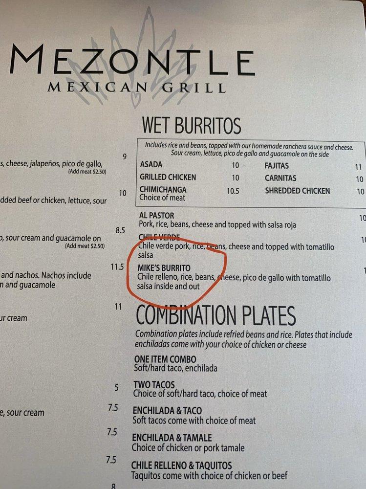Menu at Mezontle pub & bar, Torrance