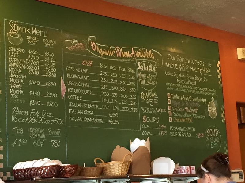 Menu at The Grind Cafe, Eureka