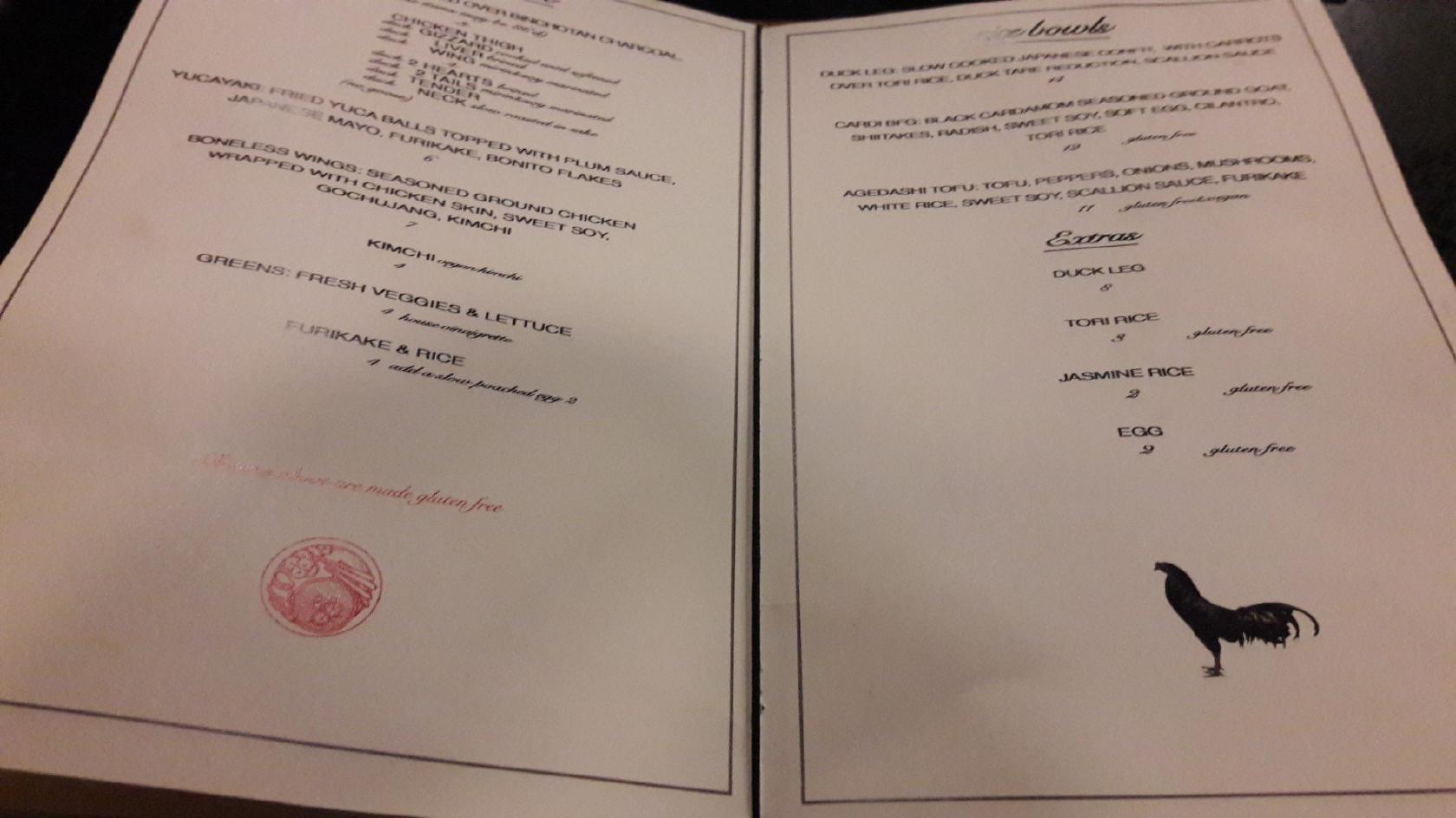 Menu at Tori 44 - Ramen restaurant, Minneapolis, N 44th Ave