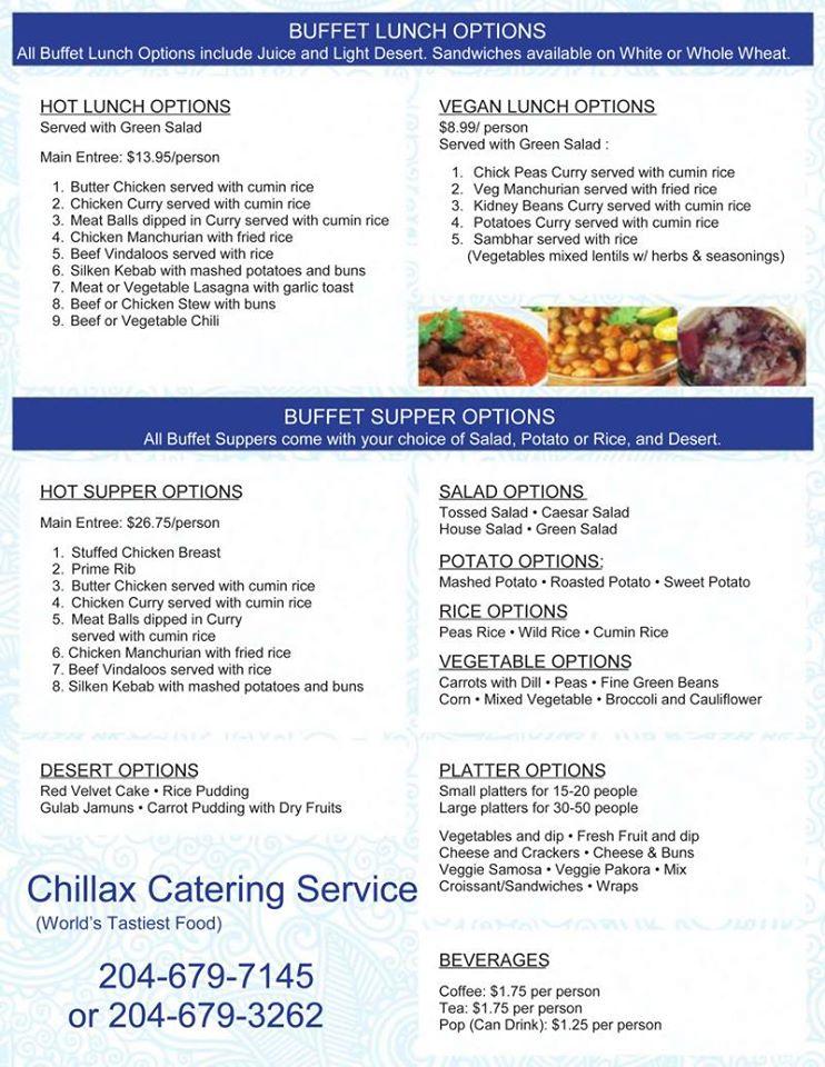 Menu at Chillax Food restaurant, Thompson