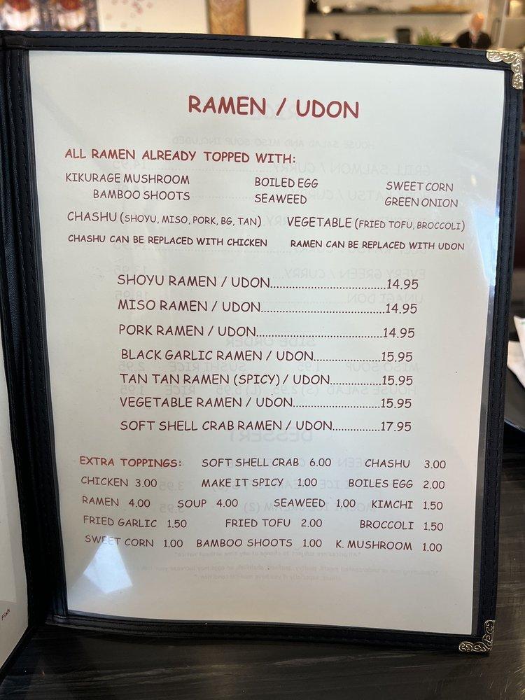 Menu at Happy Ramen and Sushi restaurant, Pinole
