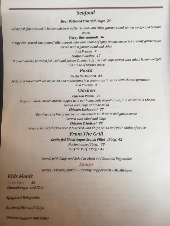 Menu at The Red Sands Tavern pub & bar, Newman, Lot 22 Newman Dr