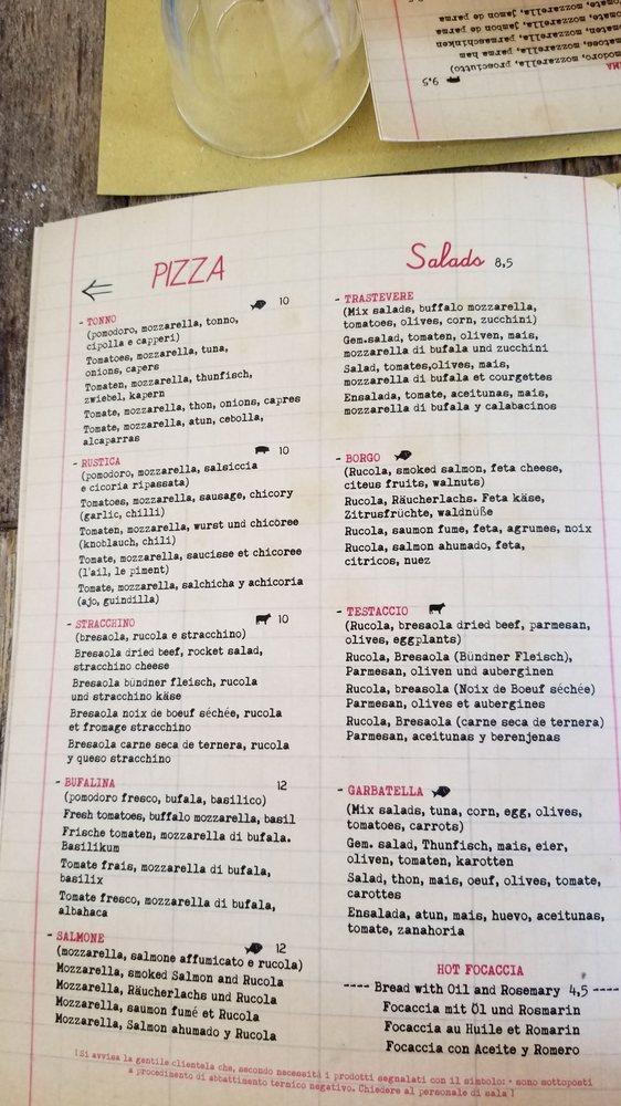 Menu at Tonnarello pub & bar, Rome, Via della Paglia