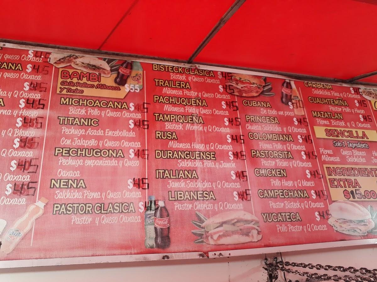 Menu at Tortas El Venado restaurant, Cuautitlán Izcalli