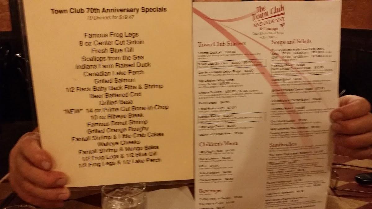 Menu at Town Club Restaurant, Highland