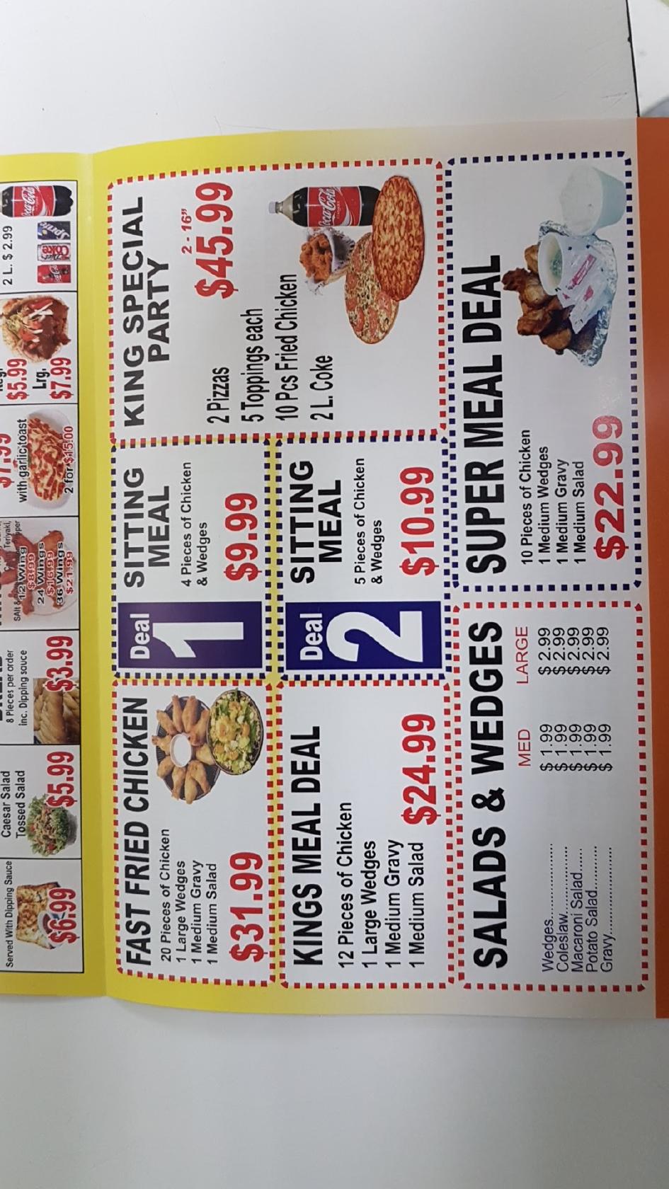 Menu at A B King Pizza restaurant, Calgary, Rundlehorn Dr NE