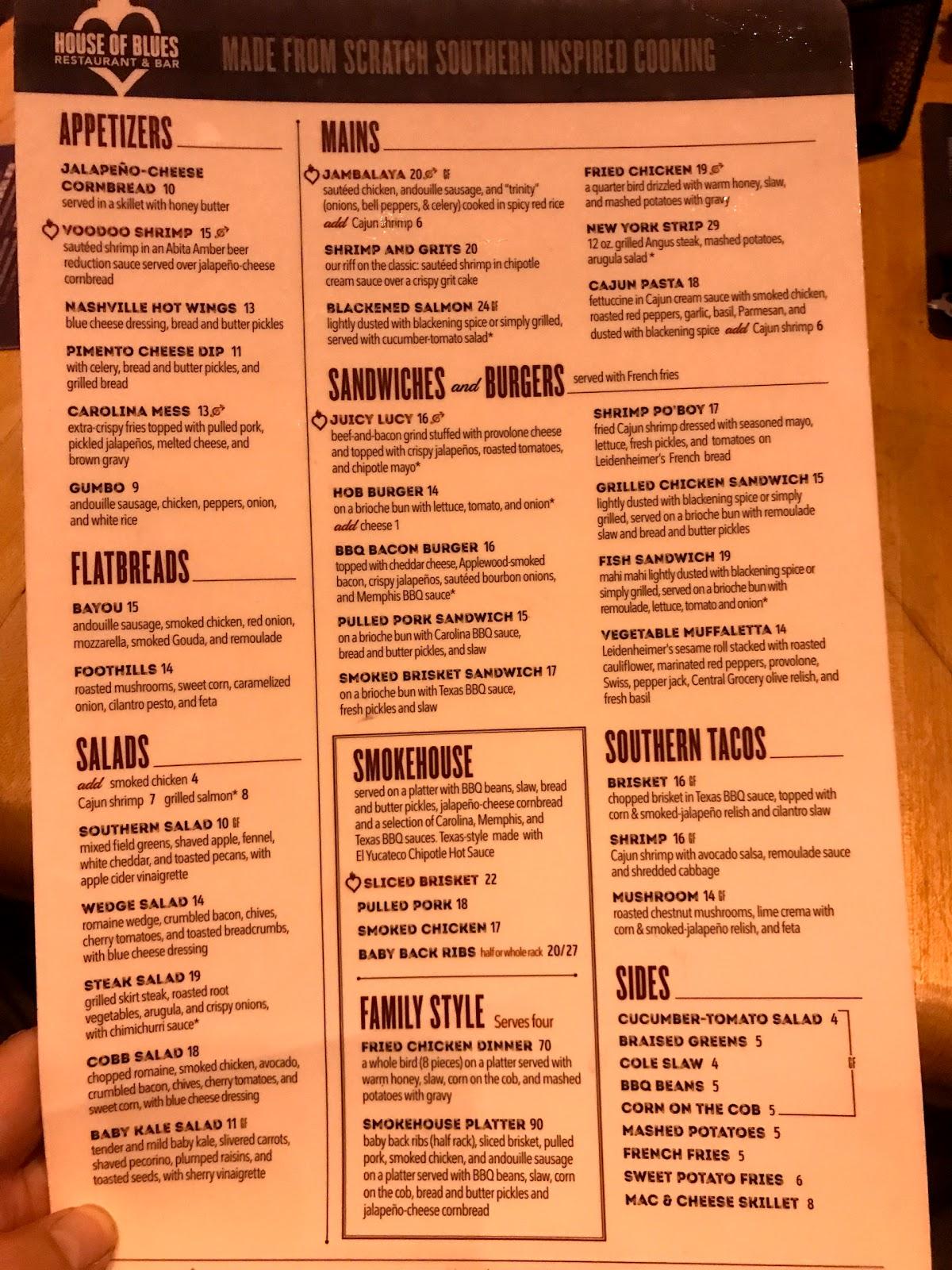 Menu at House of Blues Las Vegas pub & bar, Las Vegas