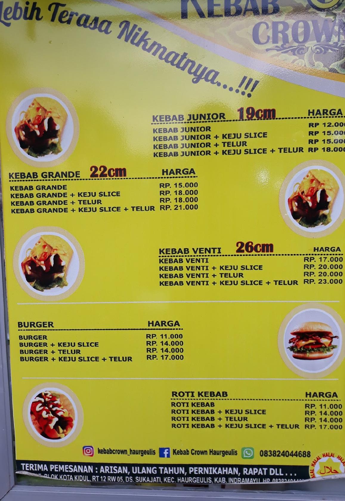 Menu at Kebab Crown haurgeulis, Haurgeulis