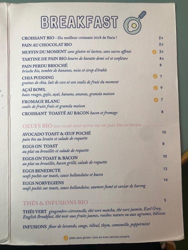 Menu at Loulou cafe, Paris, 90 Bd Saint-Germain