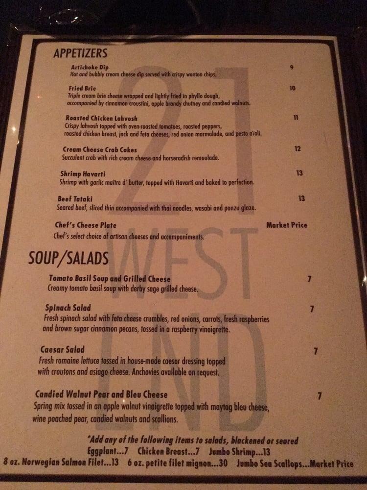 Menu at 21 West End pub & bar, Fort Smith