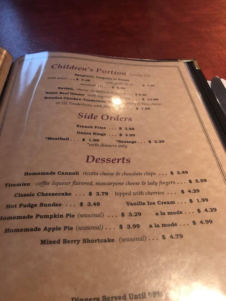 Menu at Casa Nova Restaurant, Niagara Falls