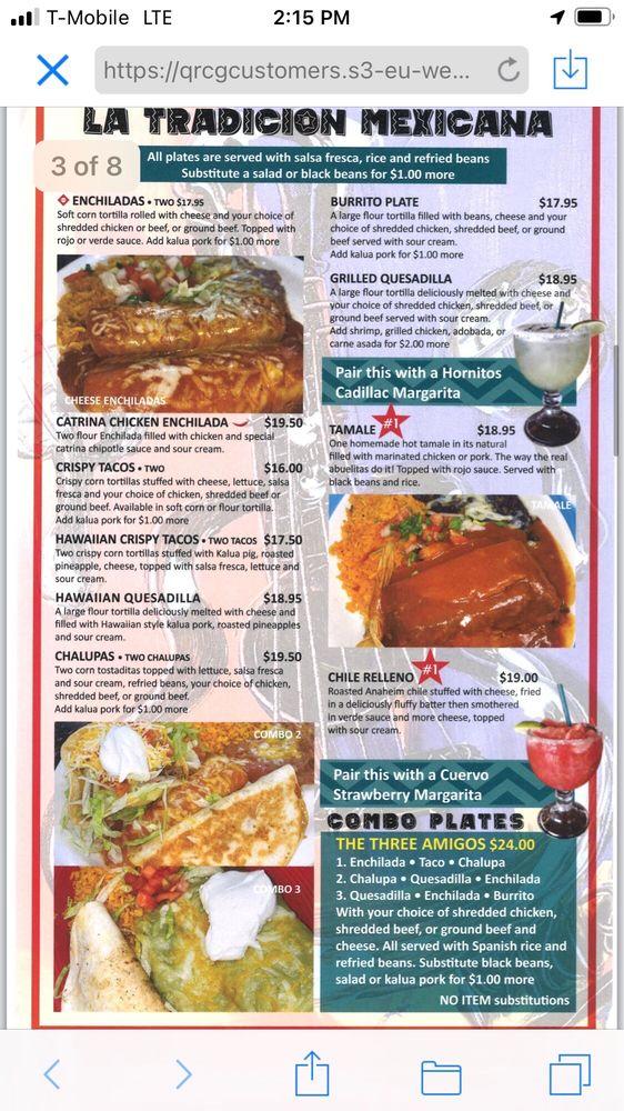 Menu at Mexico Lindo pub & bar, Kailua