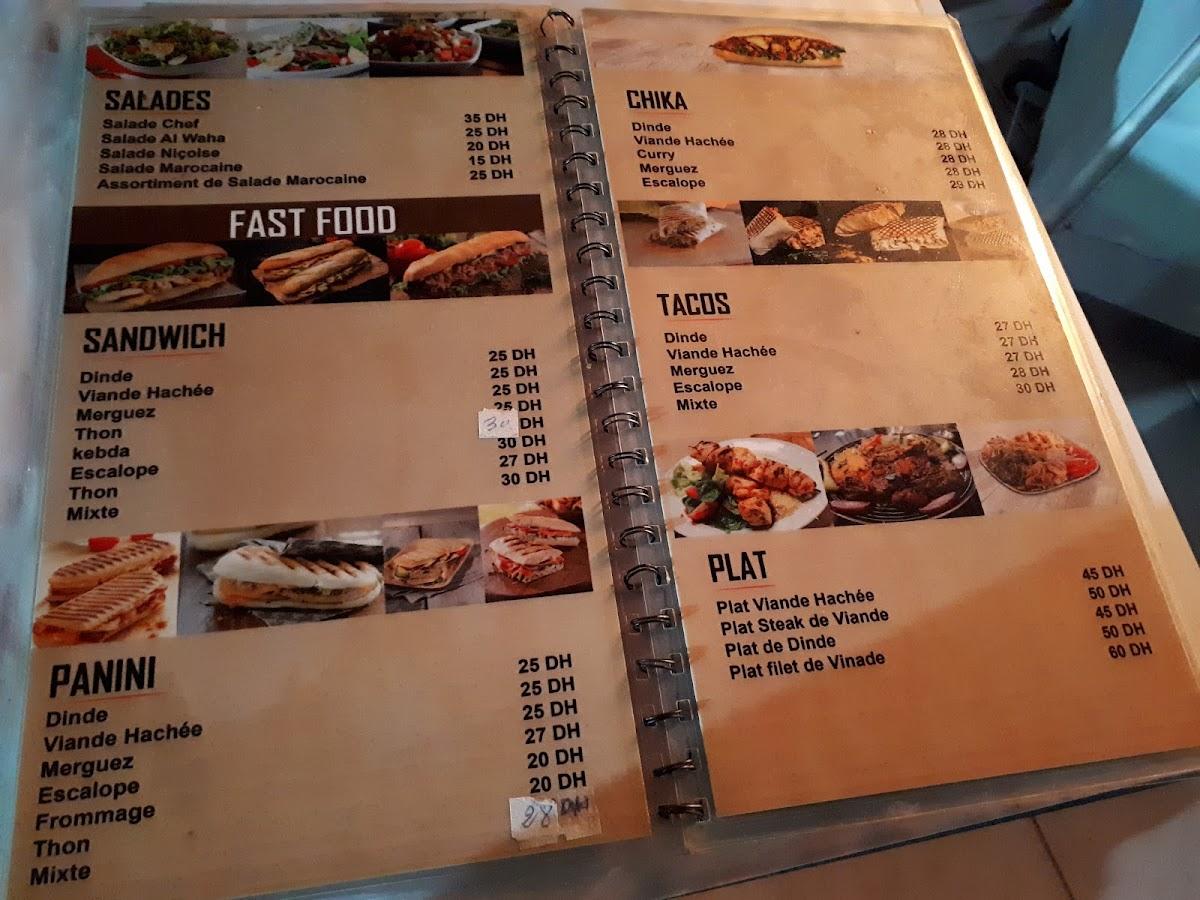 Menu at Oasis Restaurant, Agadir