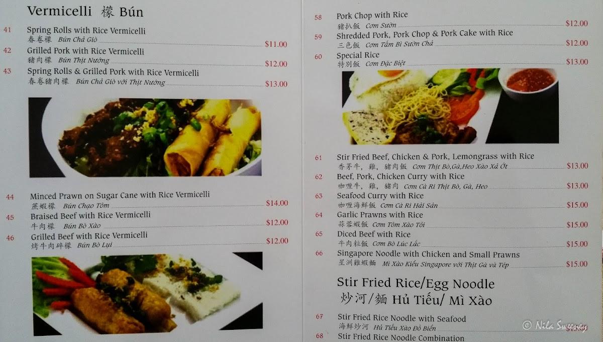 Menu at Pho Ngon Restaurant, Hornsby