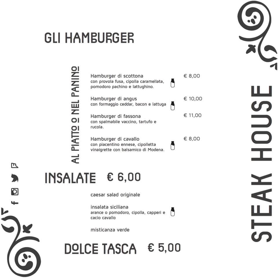 Menu at TASCA Speakeasy - Food & Drink restaurant, Pachino
