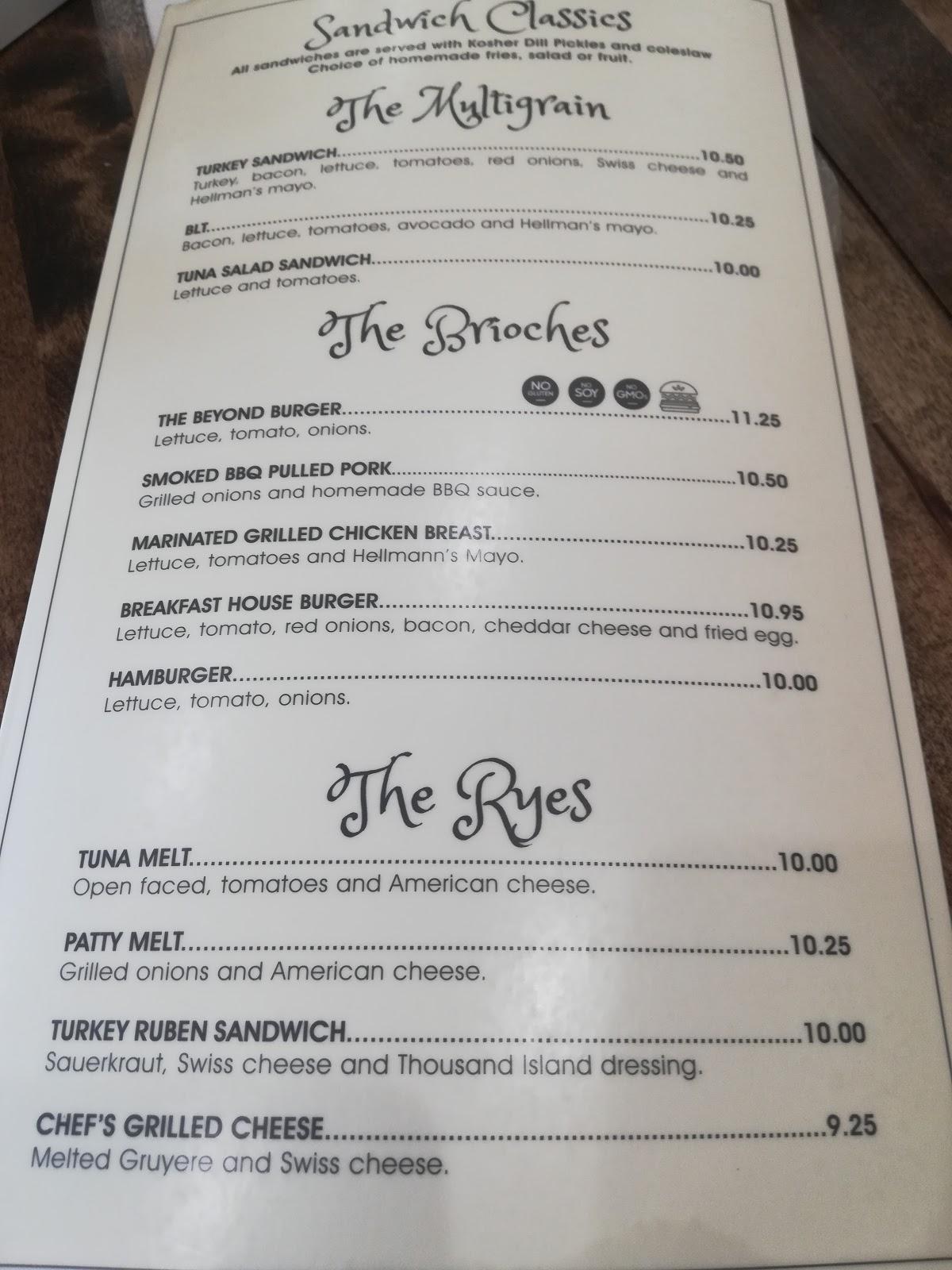 Menu at Breakfast House restaurant, Chicago, W Grand Ave