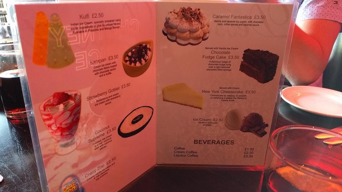Menu at Chutney Spice restaurant, Chesterfield