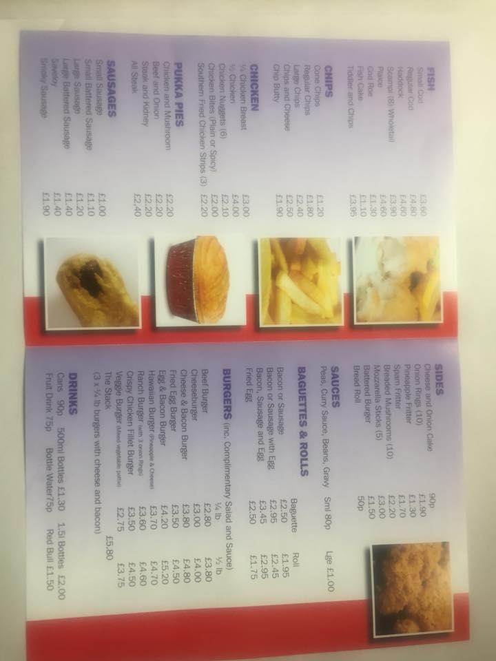 Menu at Deb's Fish Bar, Rushden