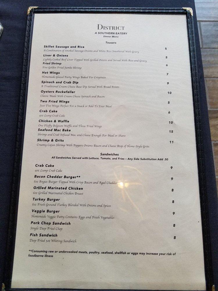 Menu at District pub & bar, Portsmouth
