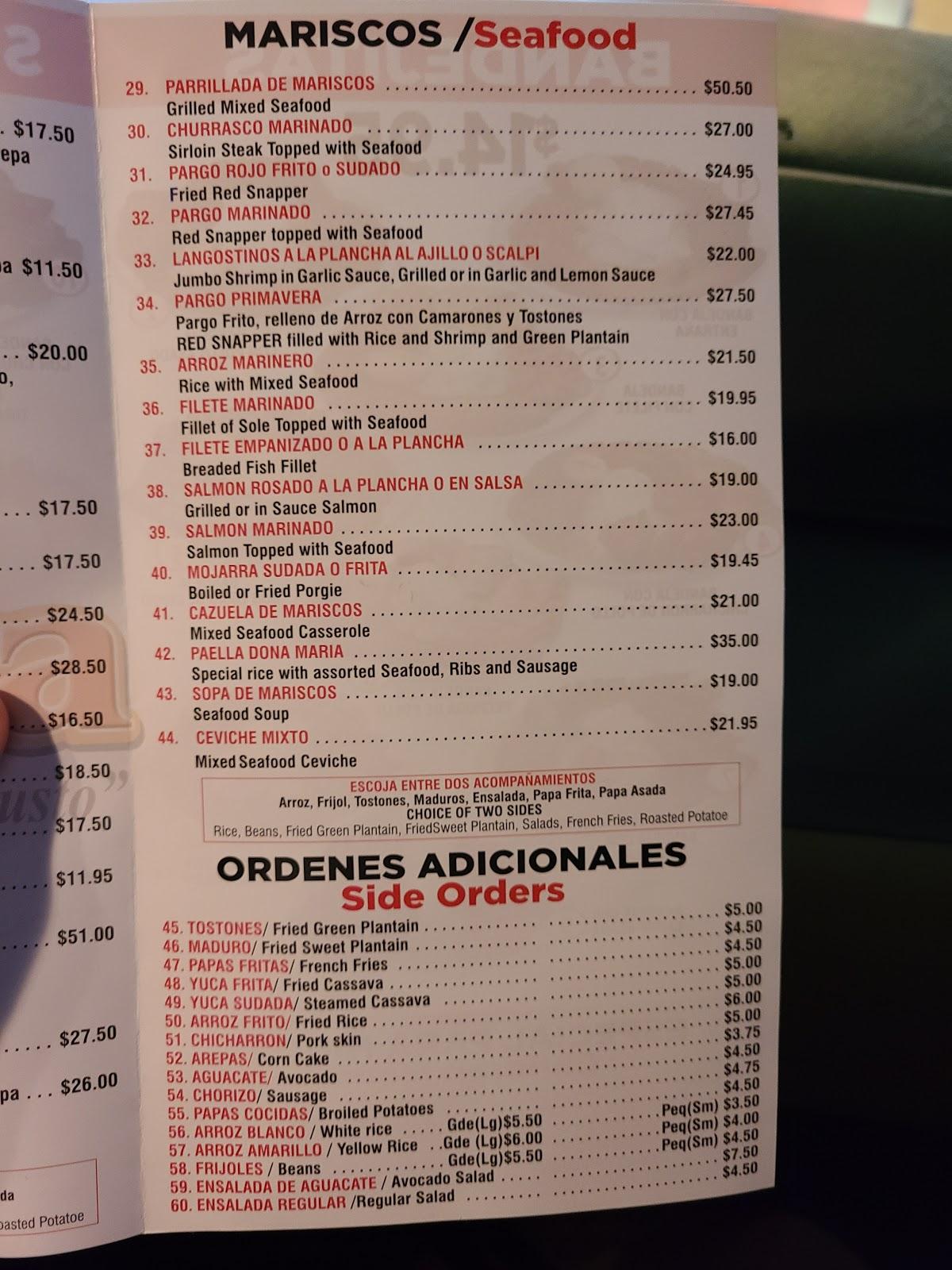 Menu at Pollos Doña Maria Restaurant & Bar, New York City, 93-03 ...