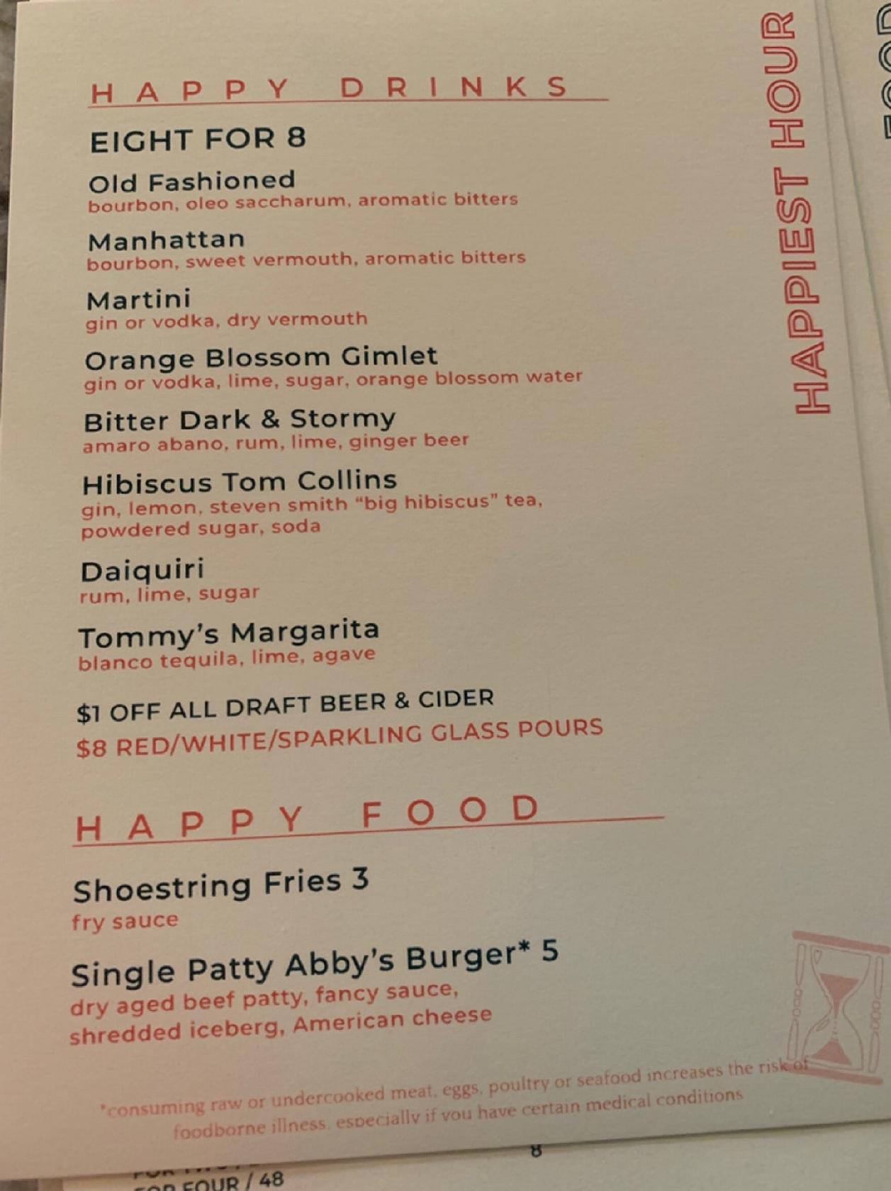 Menu at Abigail Hall pub & bar, Portland