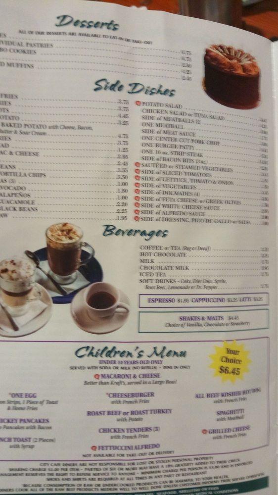 Menu at City Cafe Diner, Chattanooga, Lee Hwy