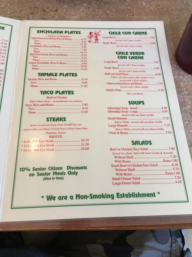 Menu at Guayo's El Rey restaurant, Miami, 716 Sullivan St