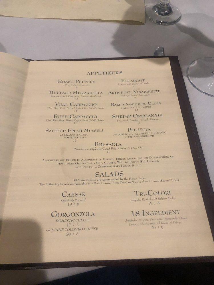 Menu at La Cena Ristorante restaurant, Jacksonville, 911 Edgewood Ave S