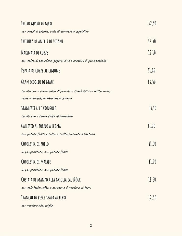 Menu at La Tonda pizzeria, Pescantina