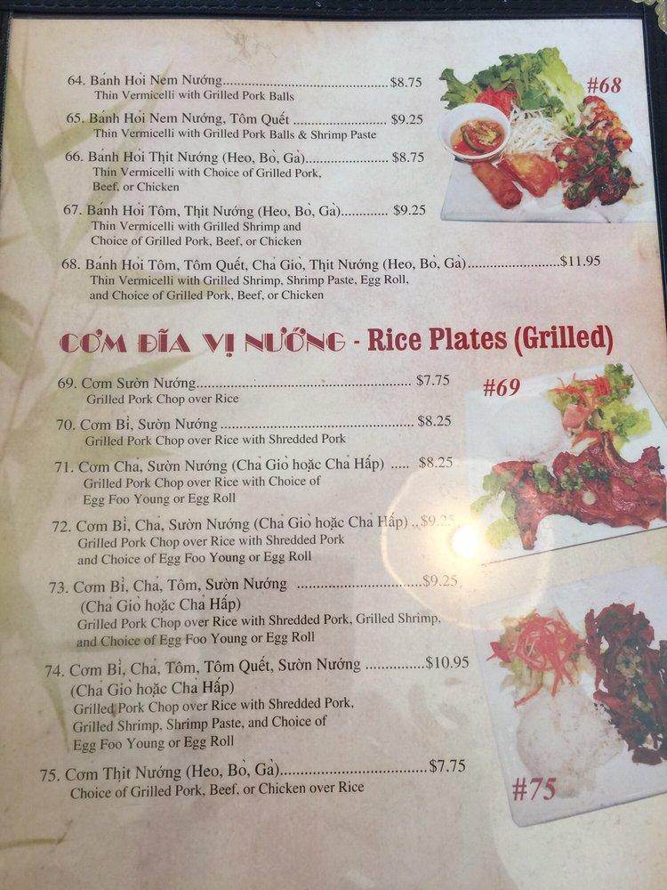 Menu at Pho Bac Noodle Palace restaurant, Modesto
