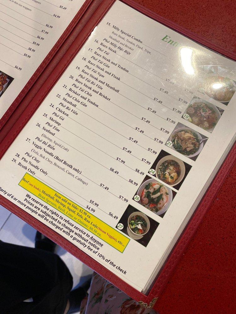 Menu at Pho Mely restaurant, Bellflower