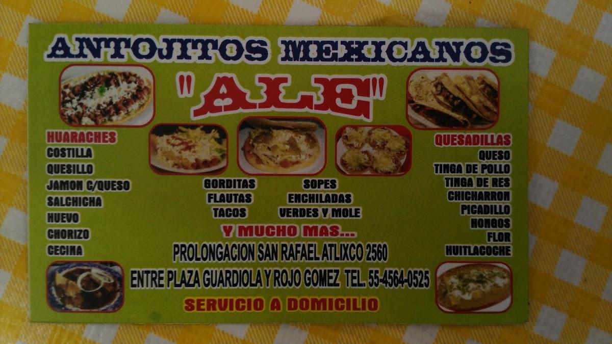 Menu at ANTOJITOS MEXICANOS ALE restaurant, Mexico City