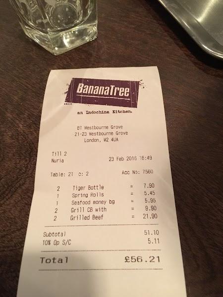 Carta del restaurante Banana Tree Westbourne Grove, Londres, 21-23 ...