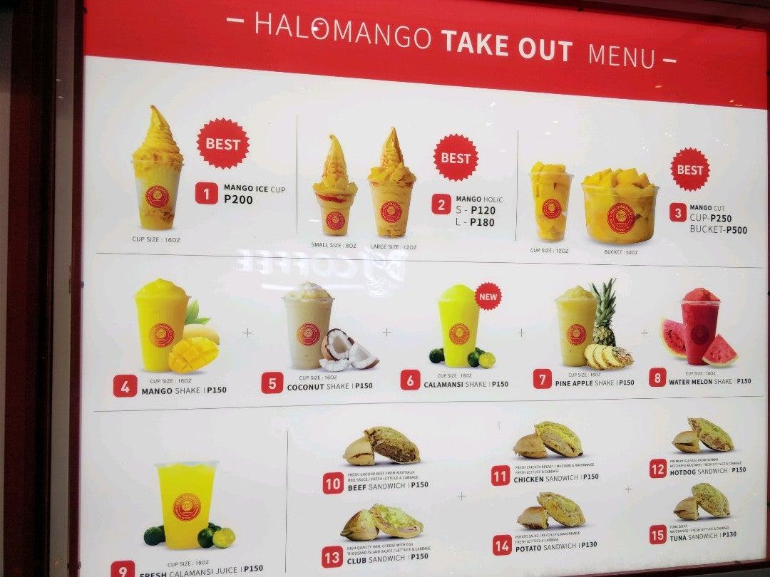 Menu at Halomango desserts, Panglao