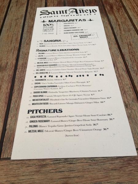 Menu at Saint Añejo pub & bar, Nashville