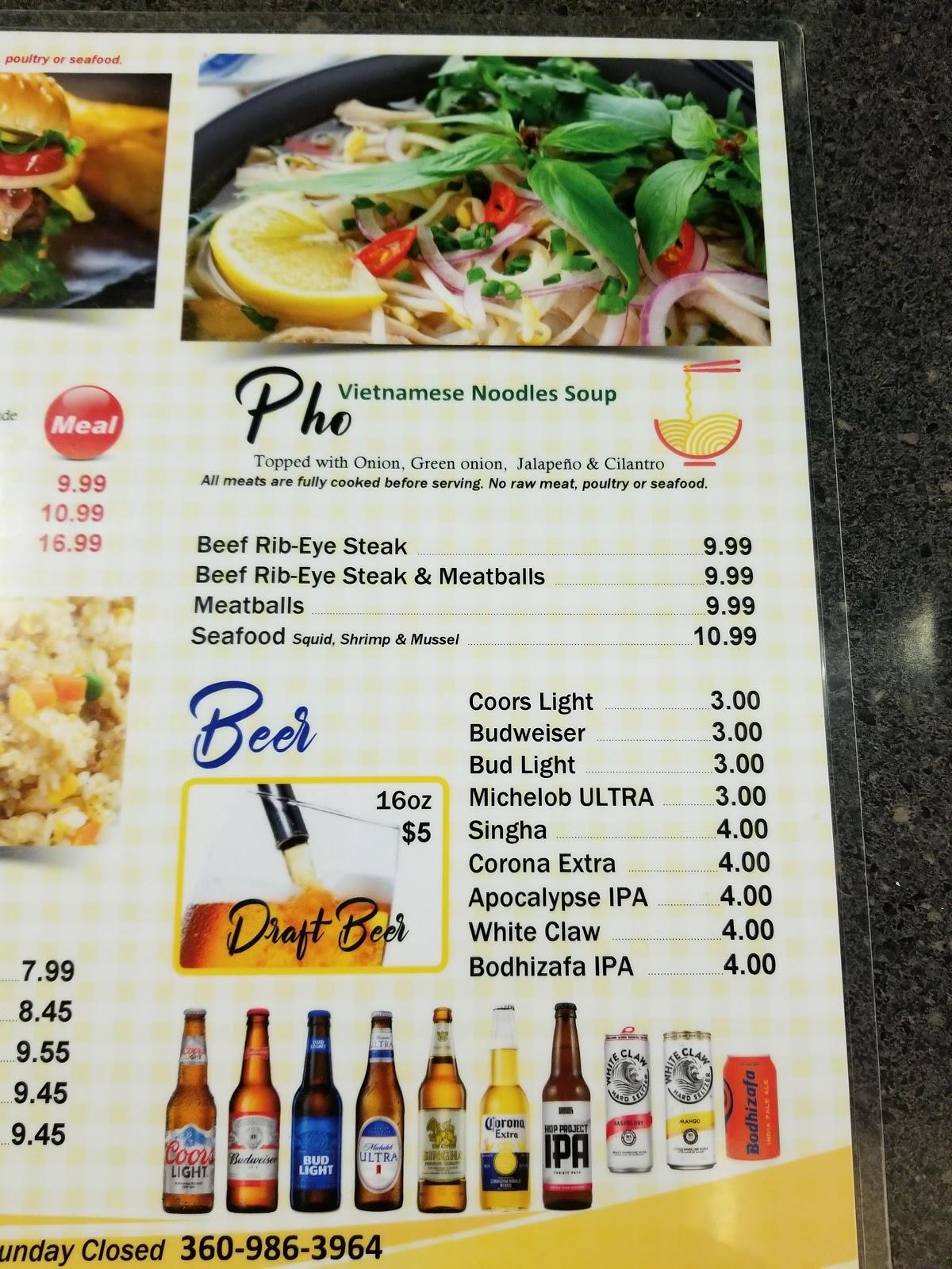 Menu at SpeedBowl restaurant, Hoquiam