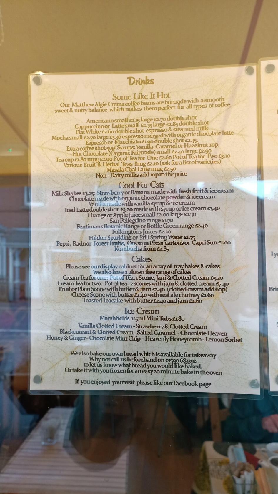 Menu at The Forest Deli Sway cafe, Sway