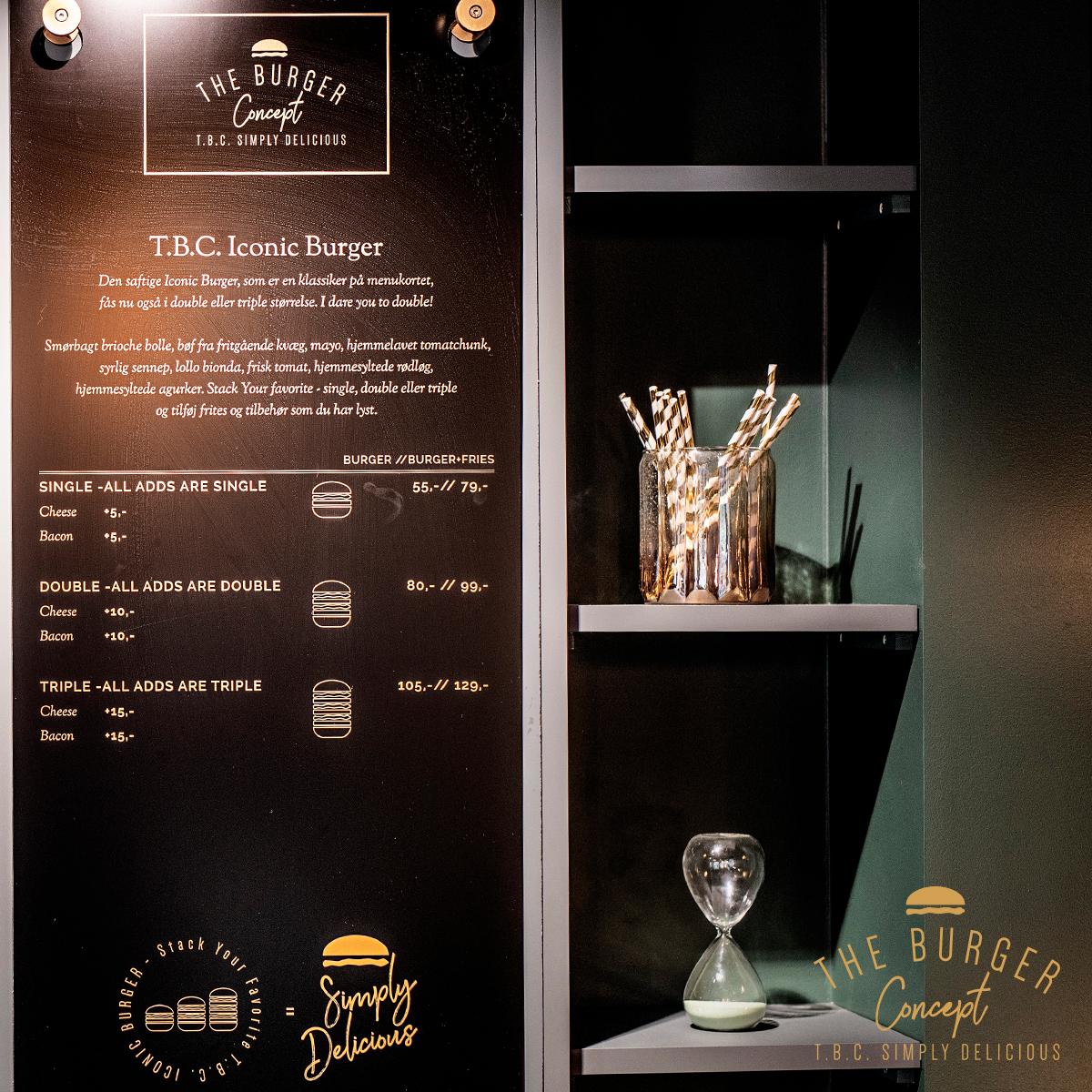 Menu at The Burger Concept restaurant, Holstebro
