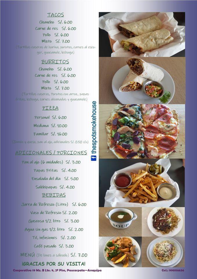 Menu at The Spot Smokehouse restaurant, Punta de Bombon
