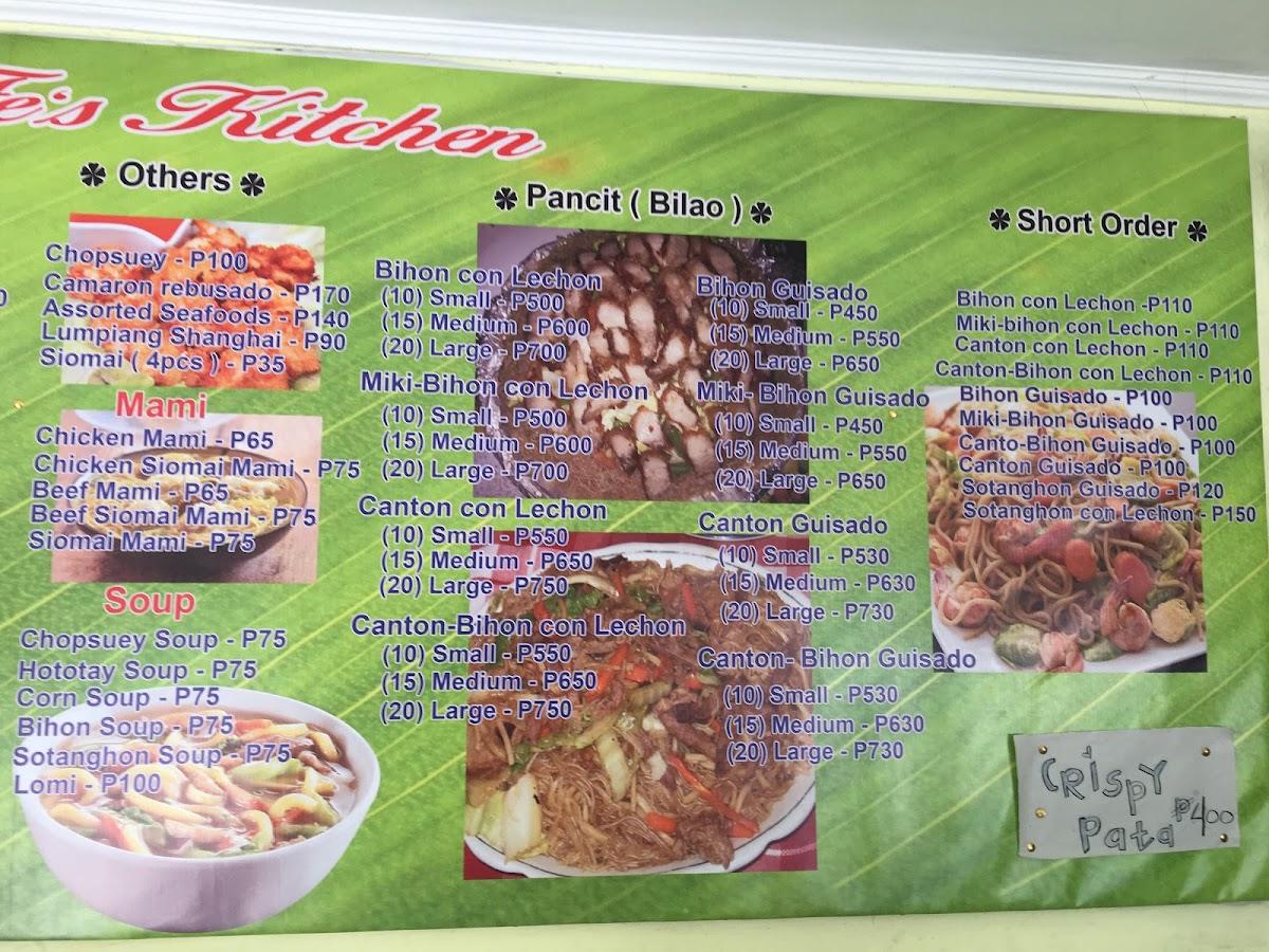Menu at Ate Fe's Kitchen restaurant, Quezon City
