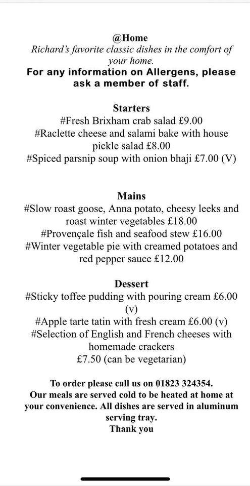 Menu at Augustus Restaurant, Taunton