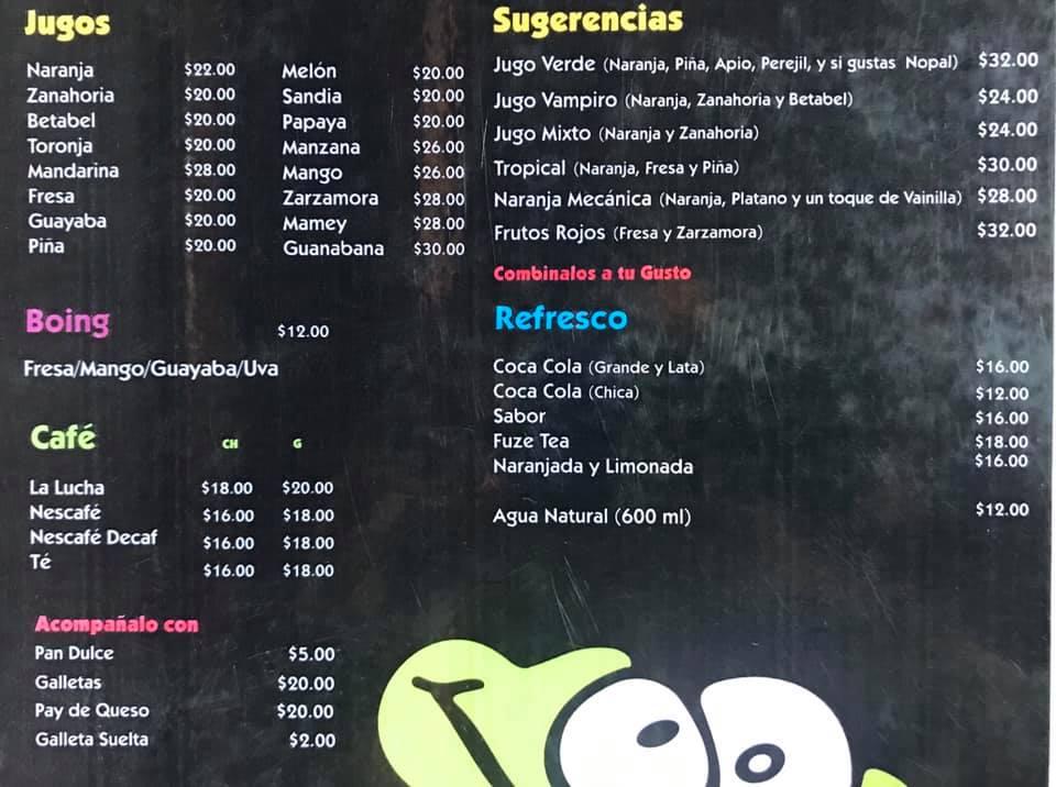 Menu at Las TORTUGAS Tortas y Jugos restaurant, Uruapan