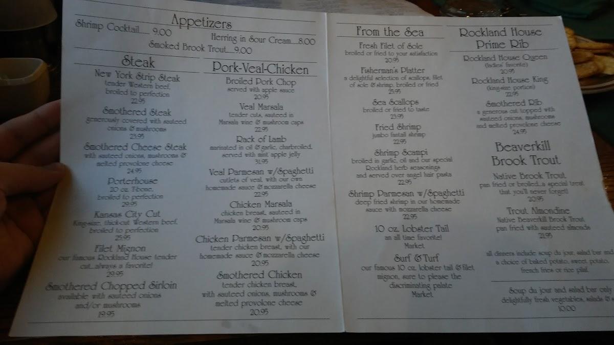 Menu at Rockland House pub & bar, Roscoe