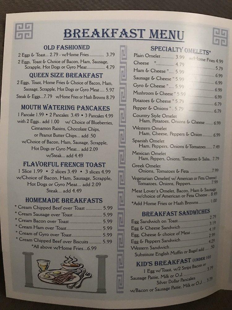 Menu at The Greek Isle Cafe, Mount Carmel