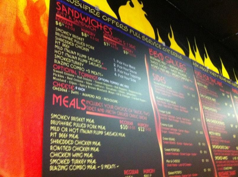 Menu at BrushFire BBQ Co., Tucson, N Campbell Ave