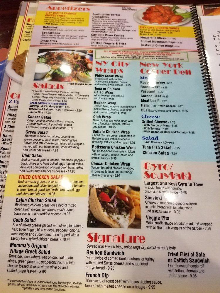 Menu at City Cafe Diner, Huntsville, Drake Ave SW
