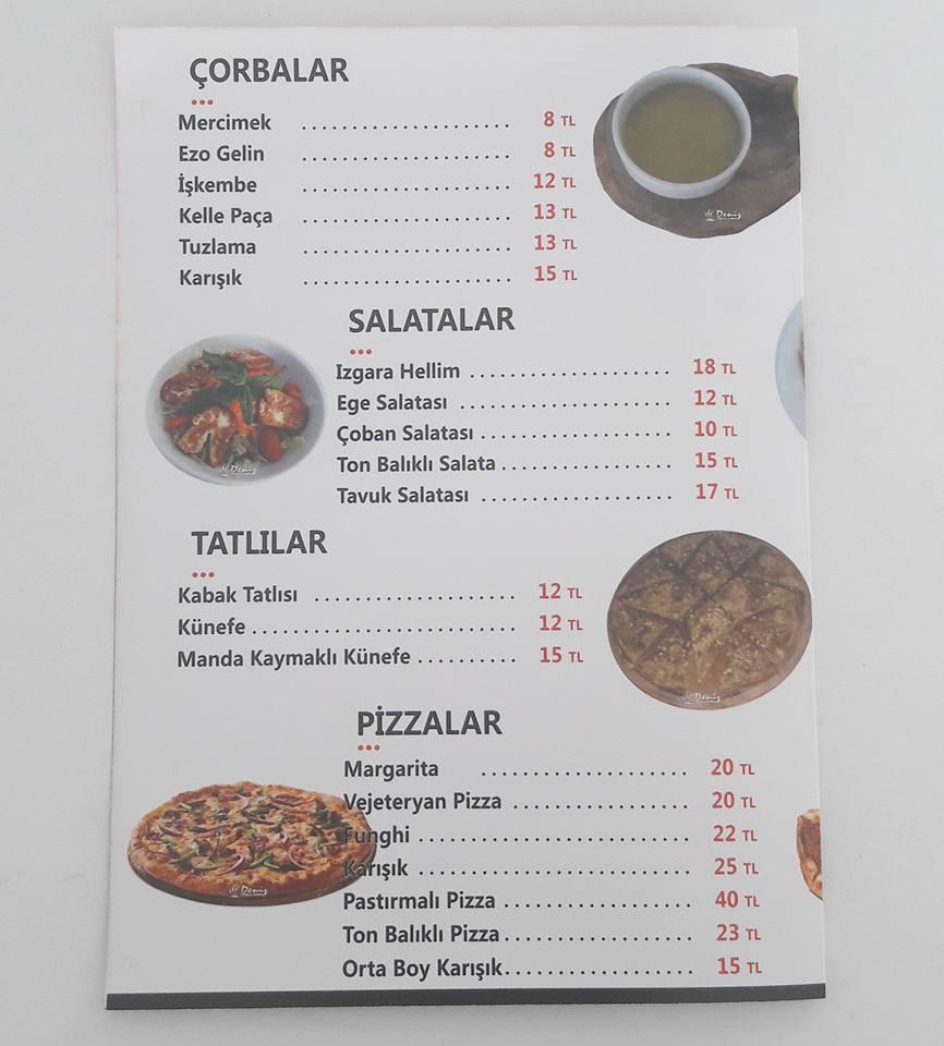 Menu at Deniz Pide Alaçatı, Çeşme