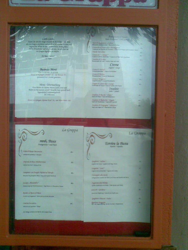 Speisekarte von La Grappa restaurant, Essen